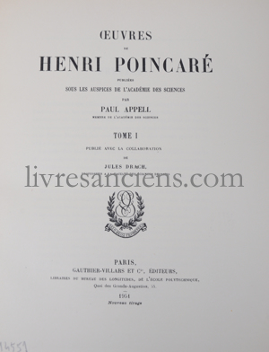 POINCARÉ, Henri. Oeuvres de Henri Poincaré publiées sous les auspices ...